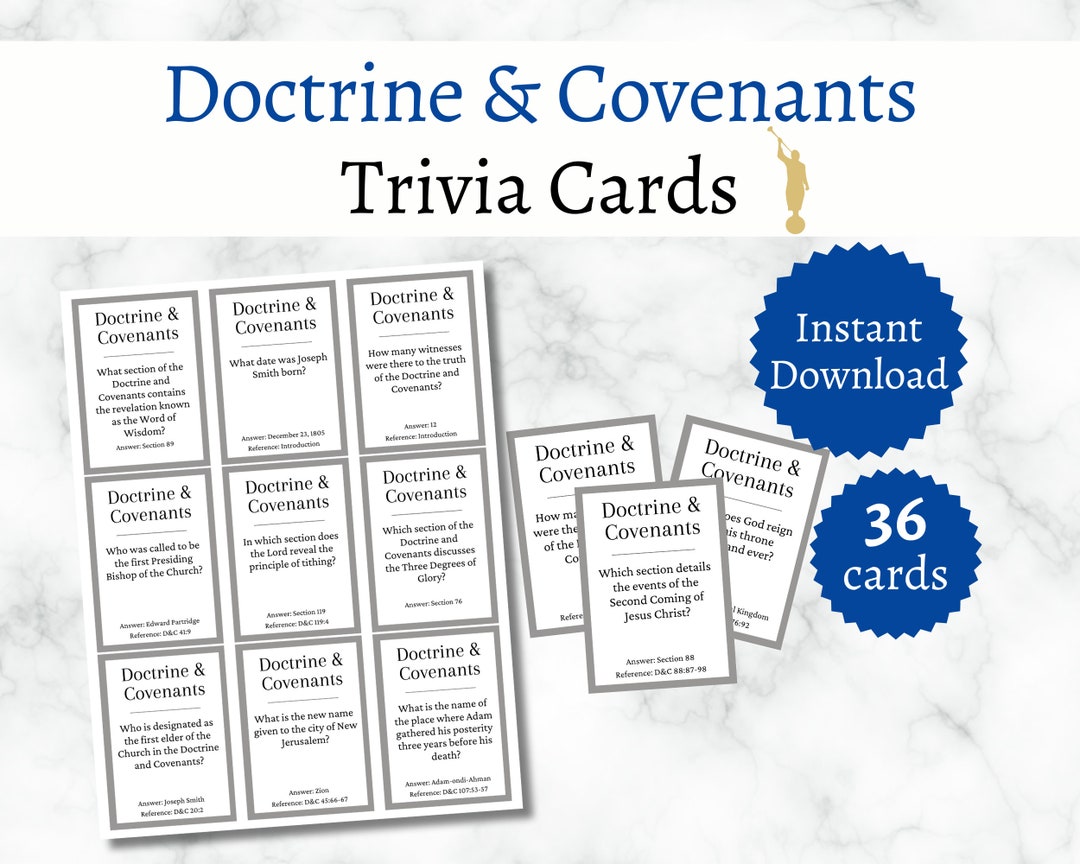 Doctrine and Covenants Trivia Cards, D&C Come Follow Me 2025 Activity ...