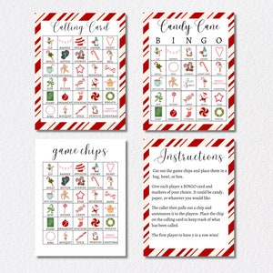 Candy Cane Bingo Cards, Christmas Party Game for Kids, Teens, and ...