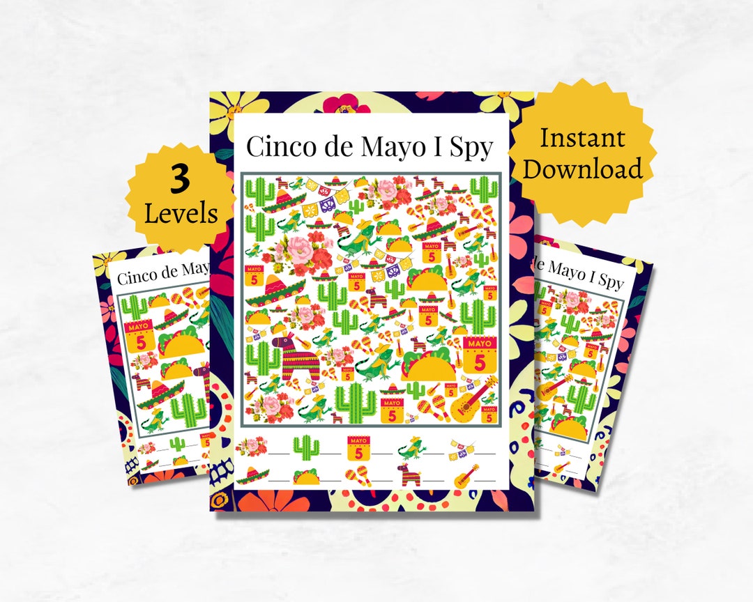 Cinco De Mayo I Spy, Printable Party Games for Kids, May 5th Activity ...