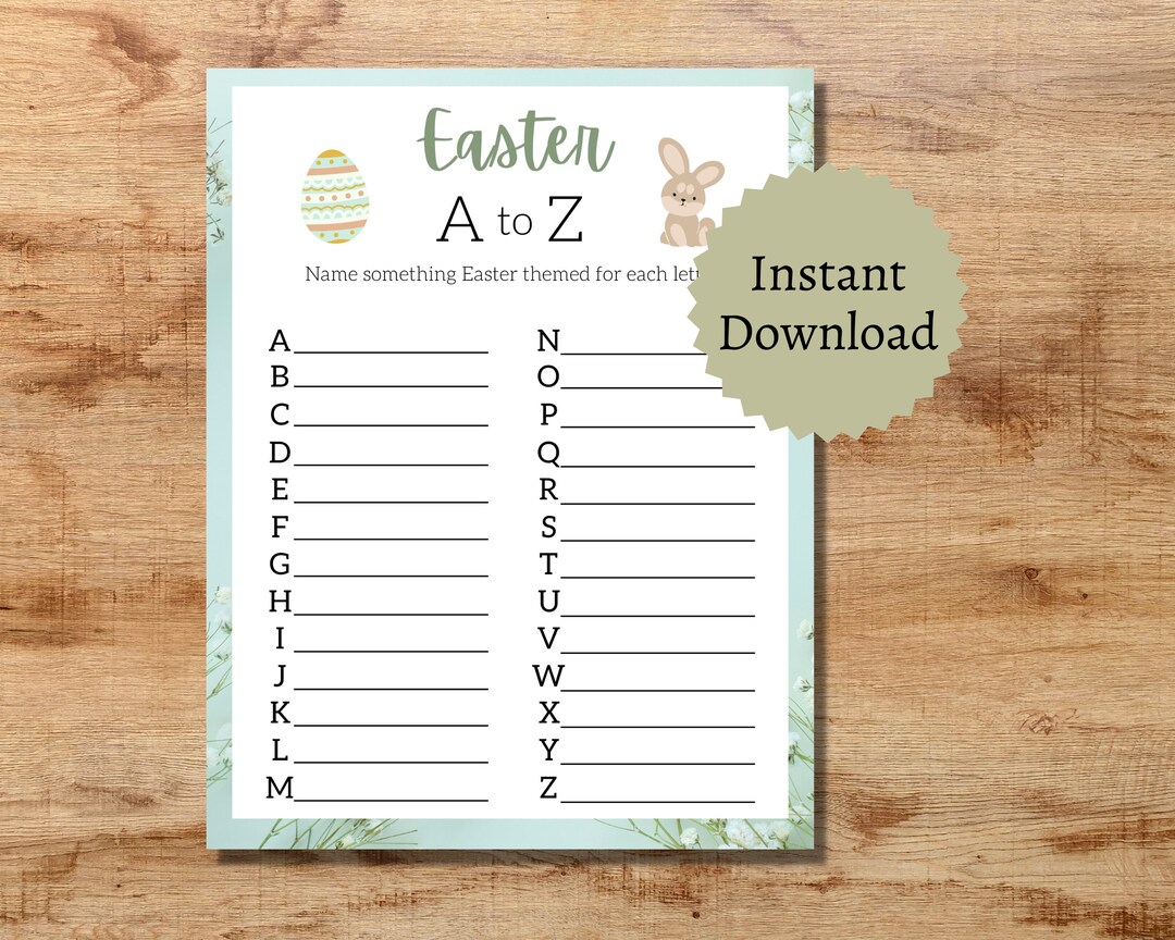 Easter A to Z Race Game, Printable Spring Activity for Kids, Teens, and ...