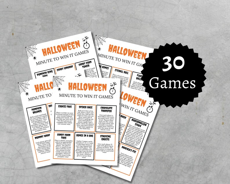 Halloween Minute to Win It Games, October Group Party Games for Kids ...