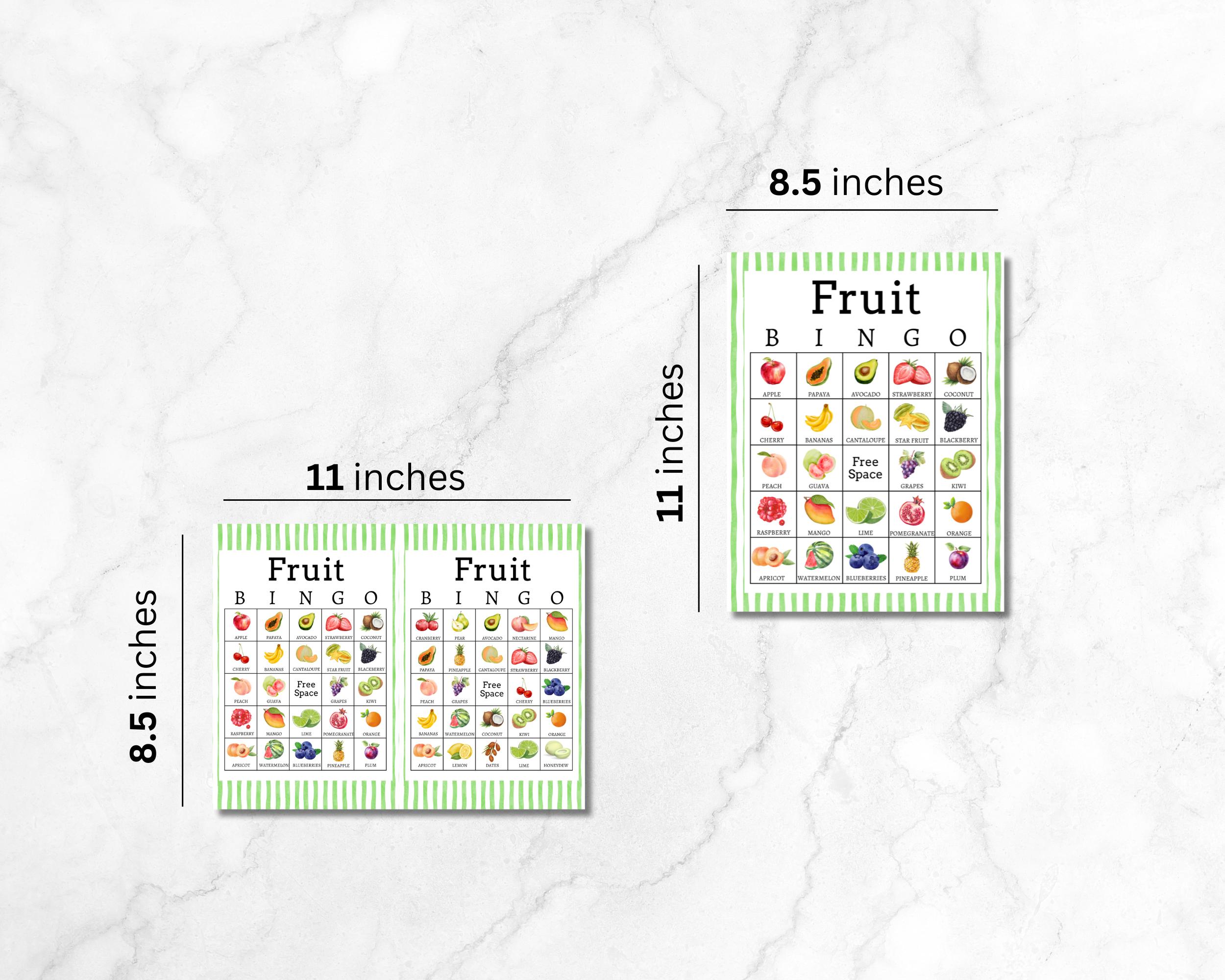 Fruit Bingo Cards, Printable Fruit Learning Activity for Kids, Fruit ...
