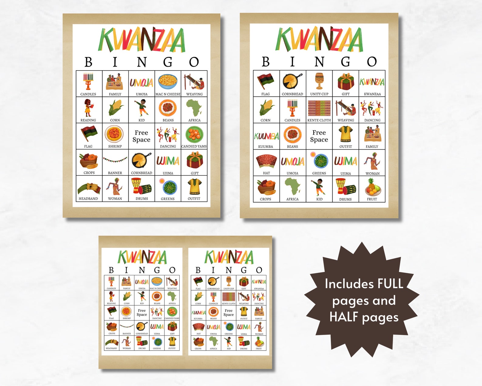Kwanzaa Bingo Cards, Printable Kwanzaa Party Game for Kids, Teens, and ...