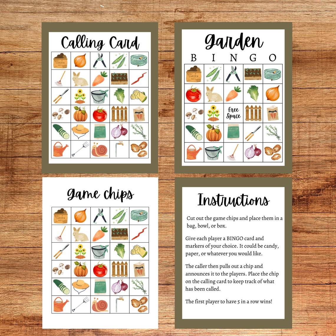 Garden Bingo, Gardening Bingo Cards, Printable Garden Games - Etsy