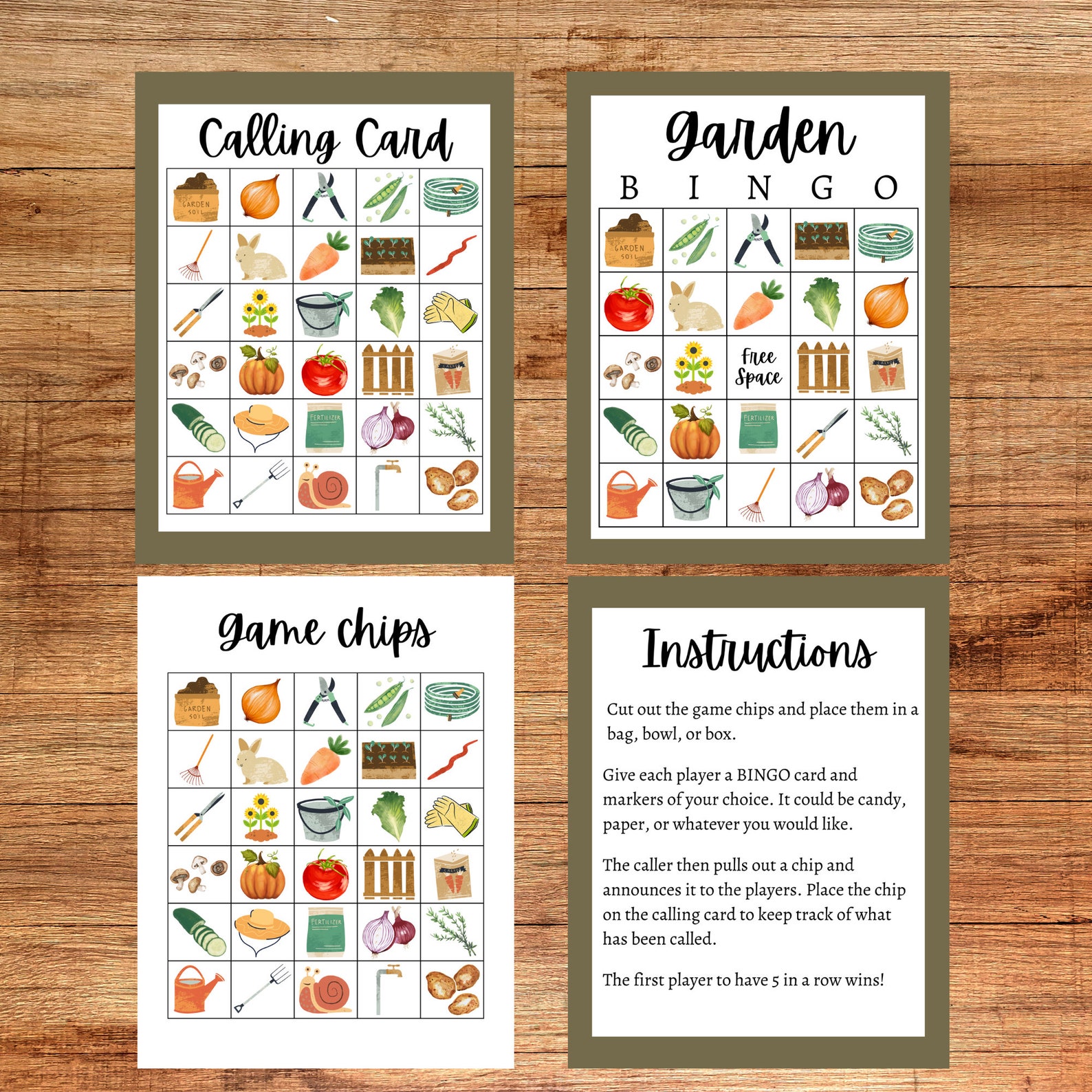 Garden Bingo, Gardening Bingo Cards, Printable Garden Games - Etsy