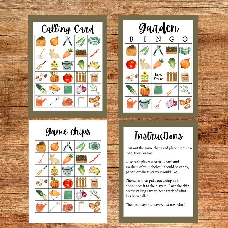 Garden Bingo Cards Bundle, Printable Gardening Party Game for Kids ...