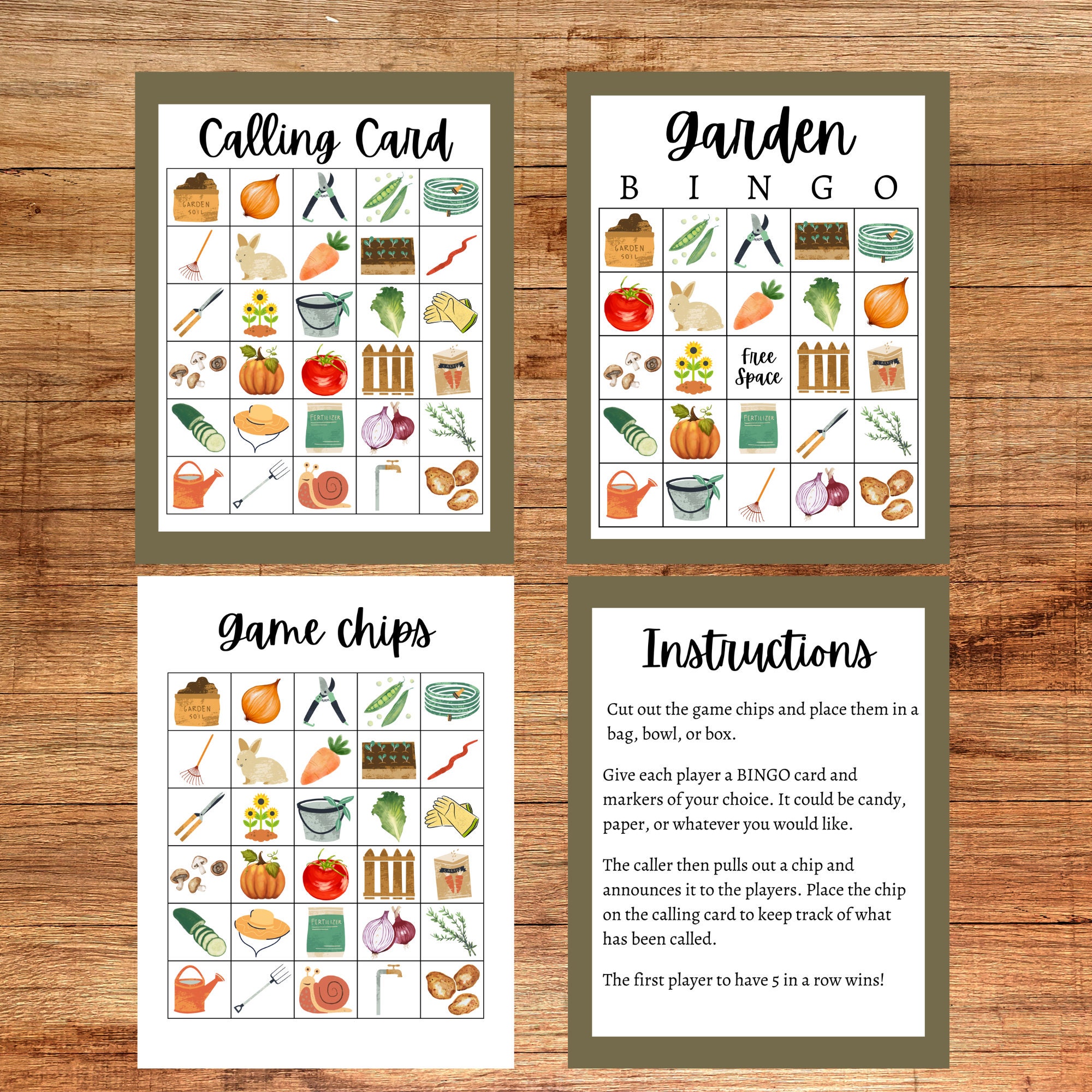 Garden Bingo, Gardening Bingo Cards, Printable Garden Games - Etsy