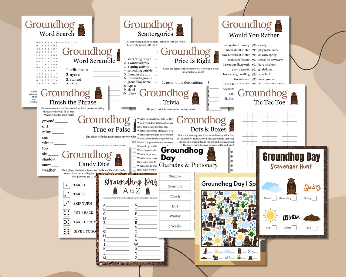 Groundhog Day Games, Printable Groundhog Day Activities for Kids and ...