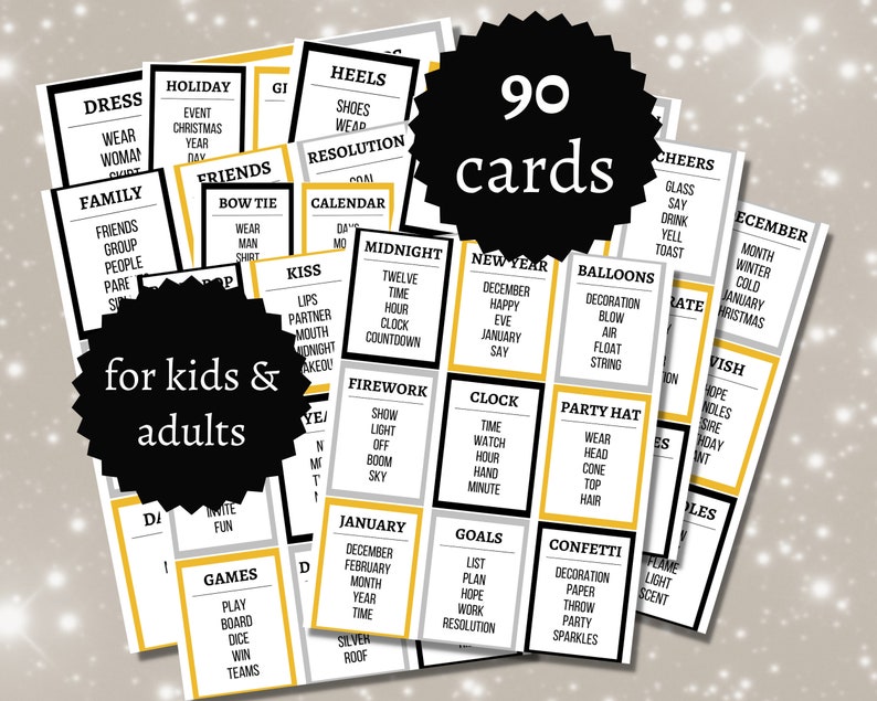 New Year's Eve Taboo Game, Printable New Year Party Game, Holiday ...