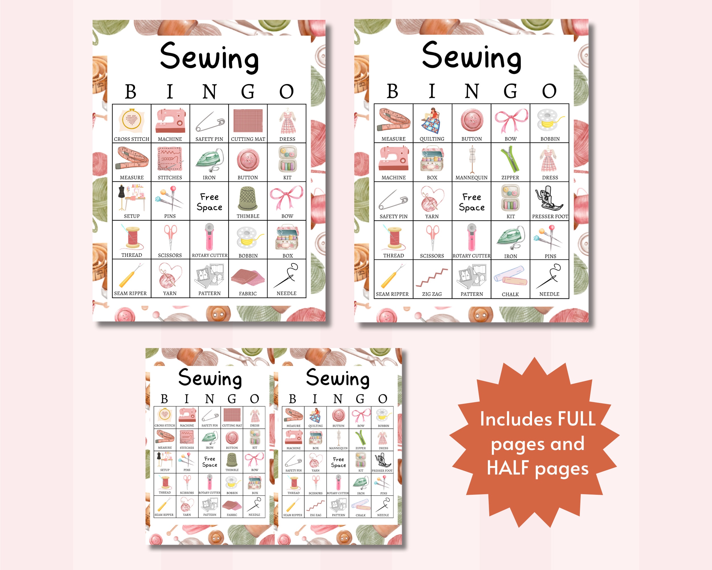 Sewing Bingo Cards, Printable Sewing Class Game for Kids, Teens, and ...