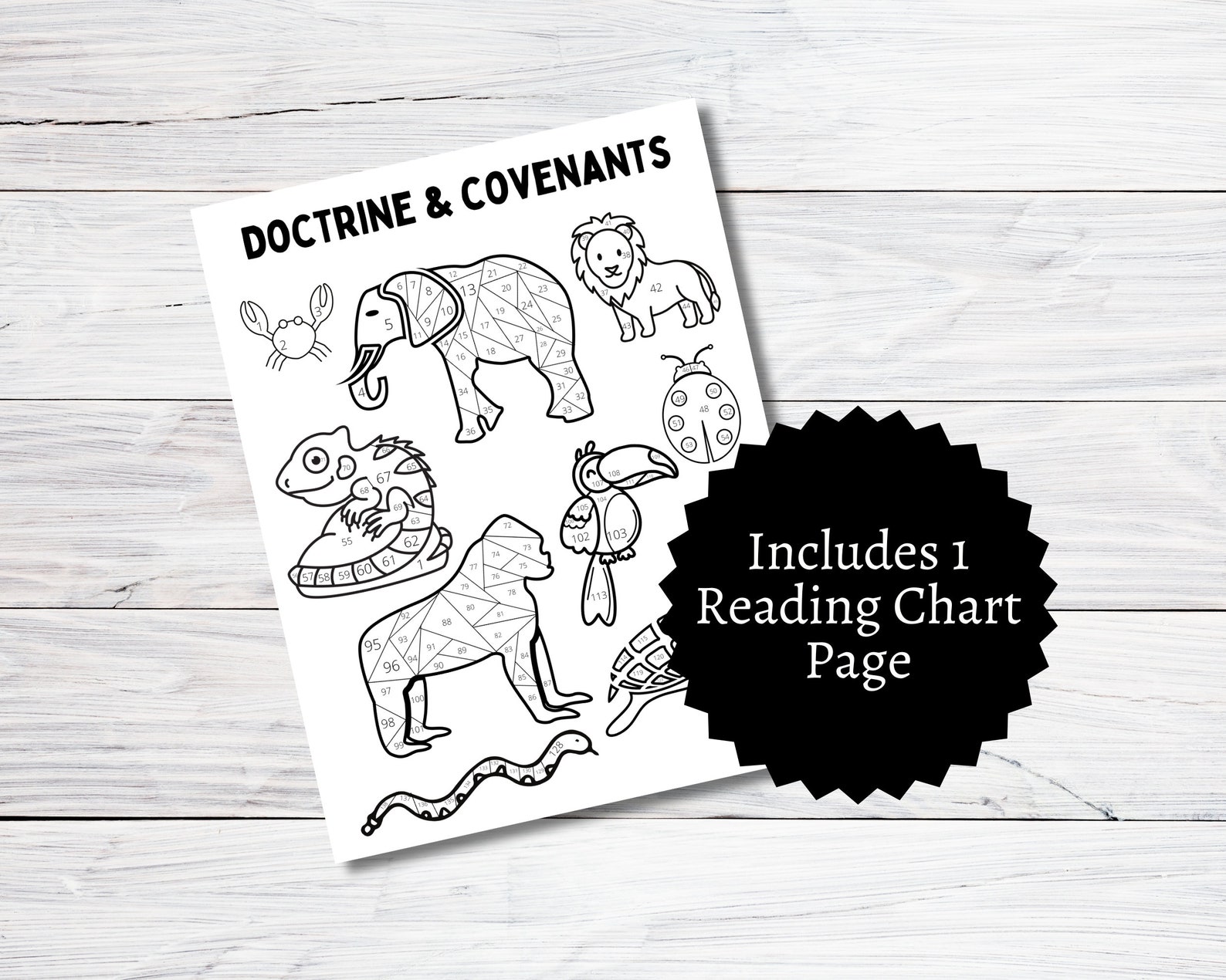 Doctrine and Covenants Reading Chart for Kids, Color by Number ...