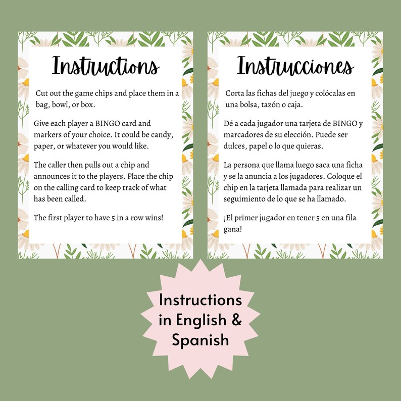 Spanish Spring Bingo Cards, Printable Springtime Party Games for Kids ...