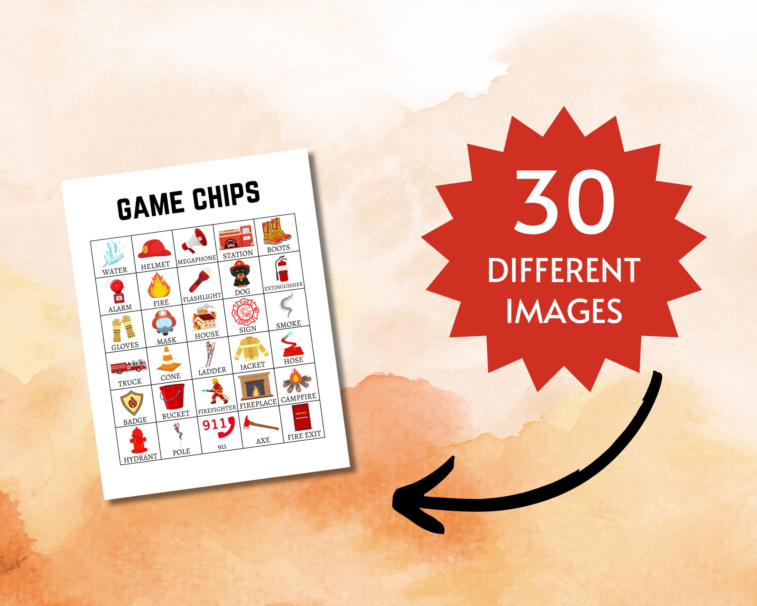 Firefighter Bingo Cards, Printable Fireman Party Game for Kids - Etsy