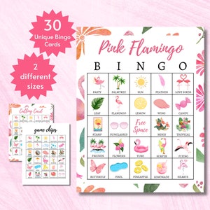 Pink Flamingo Bingo Game, Printable Summer Luau Activity for Kids ...