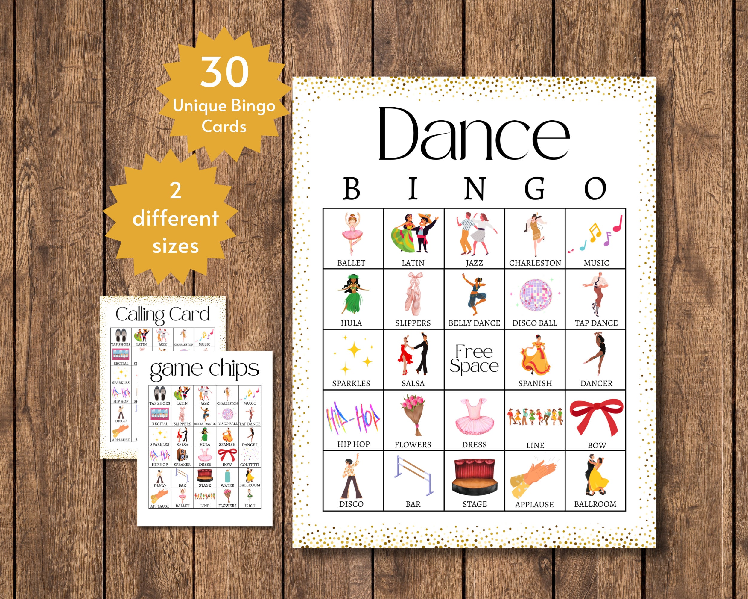 Dance Bingo Cards, Printable Dancer Party Game for Kids, Teens, and ...