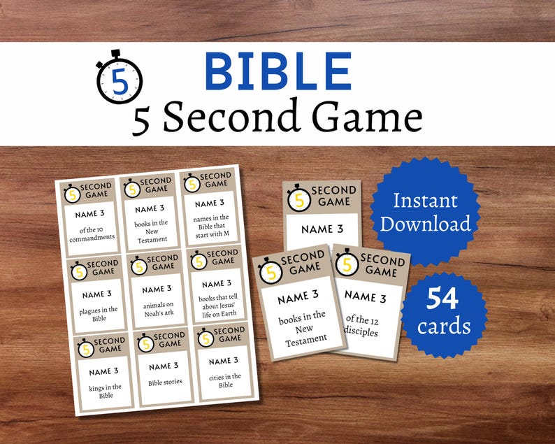 Bible Five Second Game, Printable Bible Game for Kids, Teens, and ...