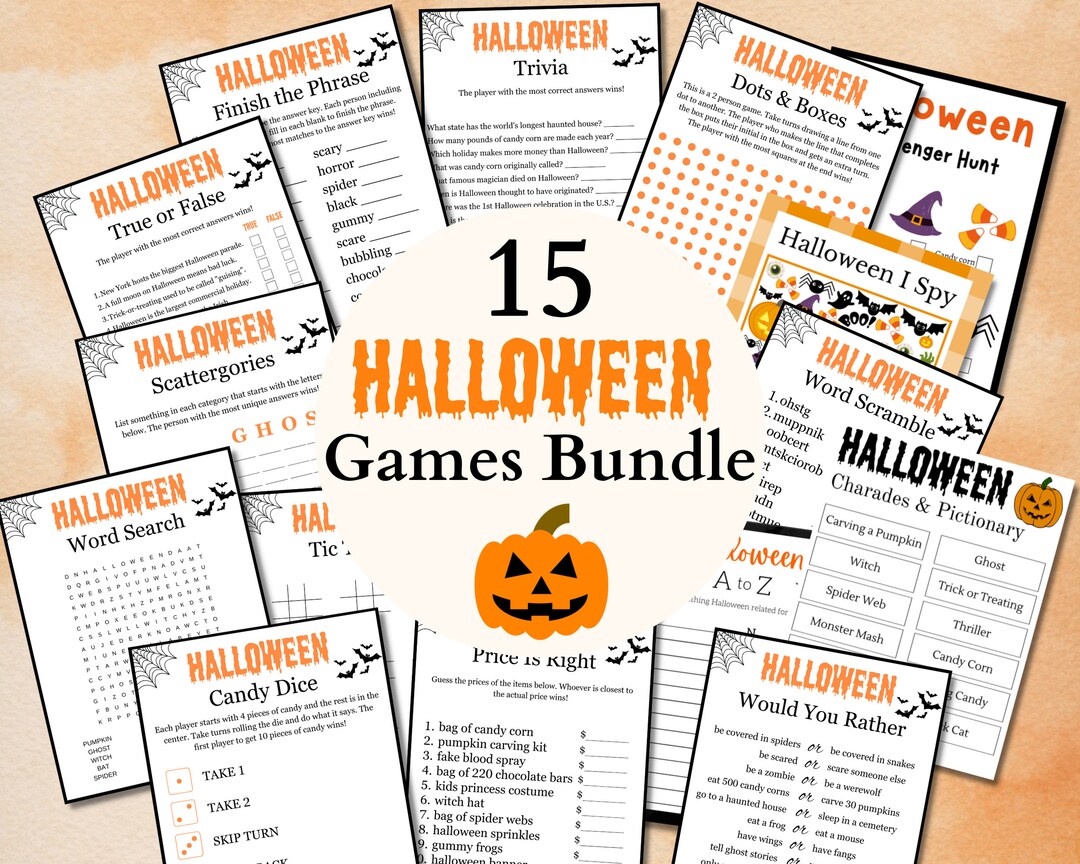 Halloween Games Bundle, Printable Halloween Party Games for Kids, Teens ...