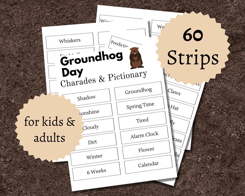 Groundhog Day Games, Printable Groundhog Day Charades and Pictionary ...