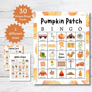 Pumpkin Patch Bingo Cards, Printable Fall Party Game for Kids, Teens ...