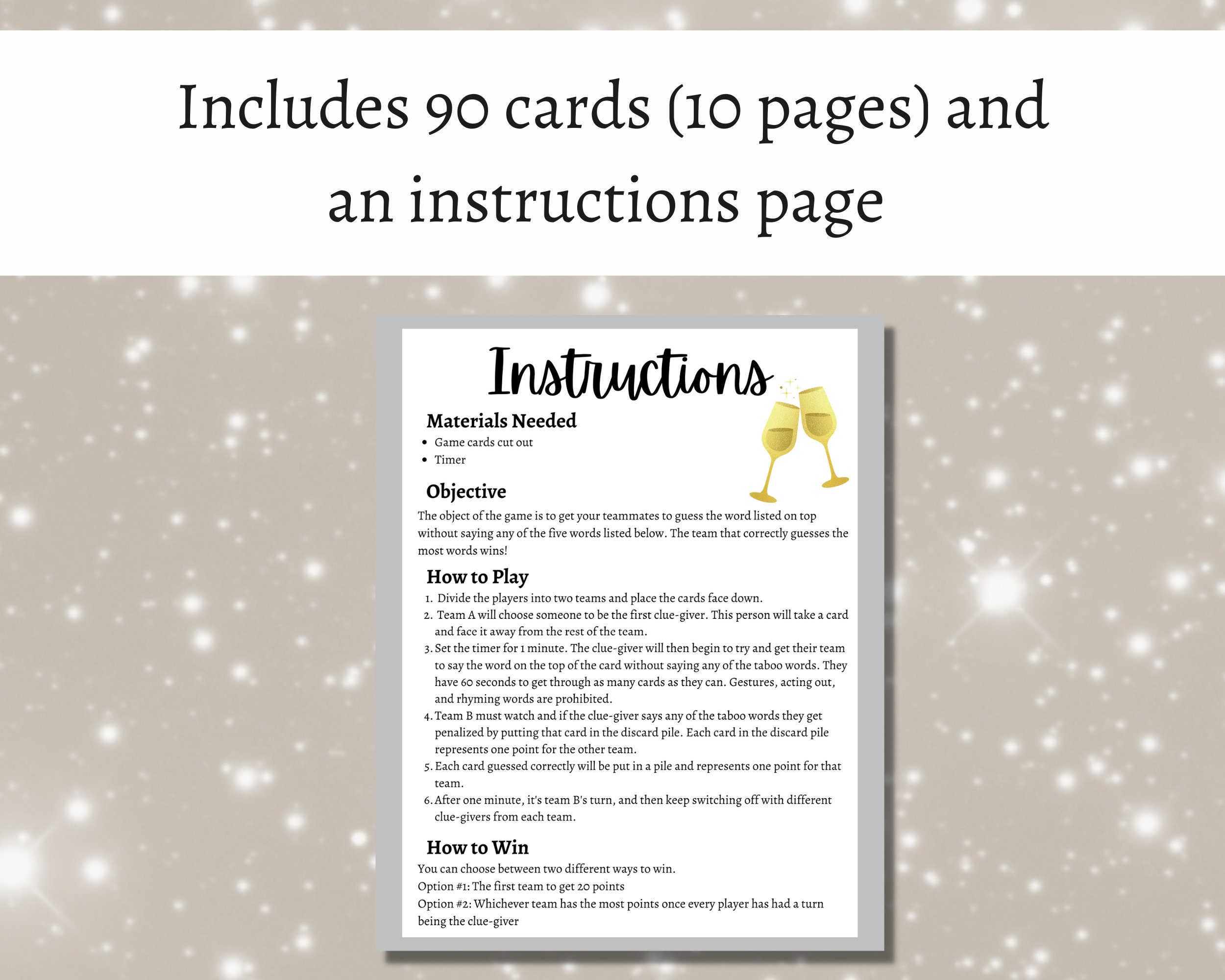 New Year's Eve Taboo Game, Printable New Year Party Game, Holiday ...