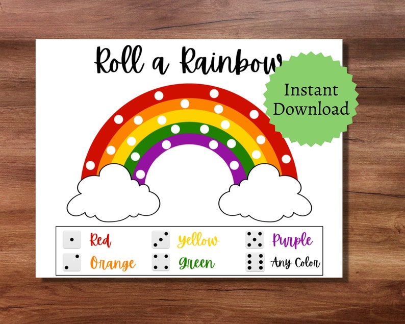 Roll a Rainbow Dice Game: St. Patrick's Day Printable (PDF) - Etsy