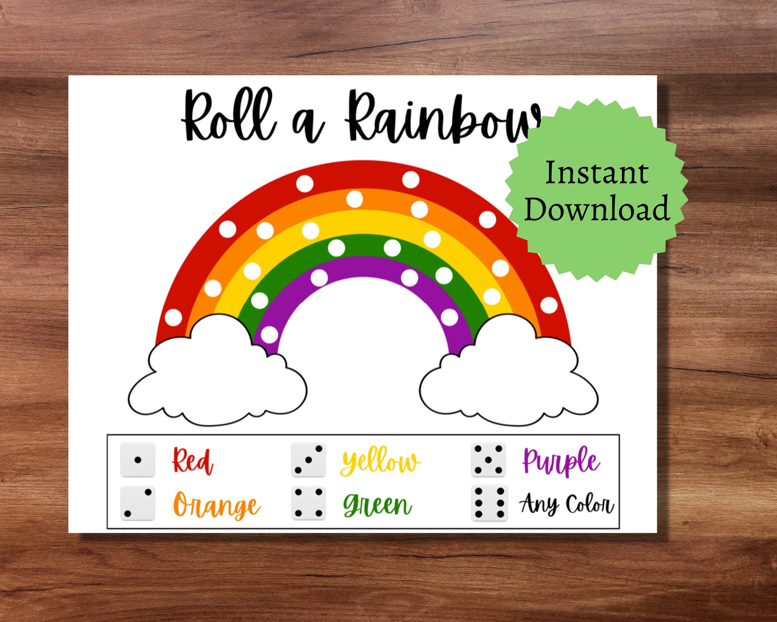 Roll a Rainbow Game, St. Patrick's Day Games, Rainbow Activity for Kids ...