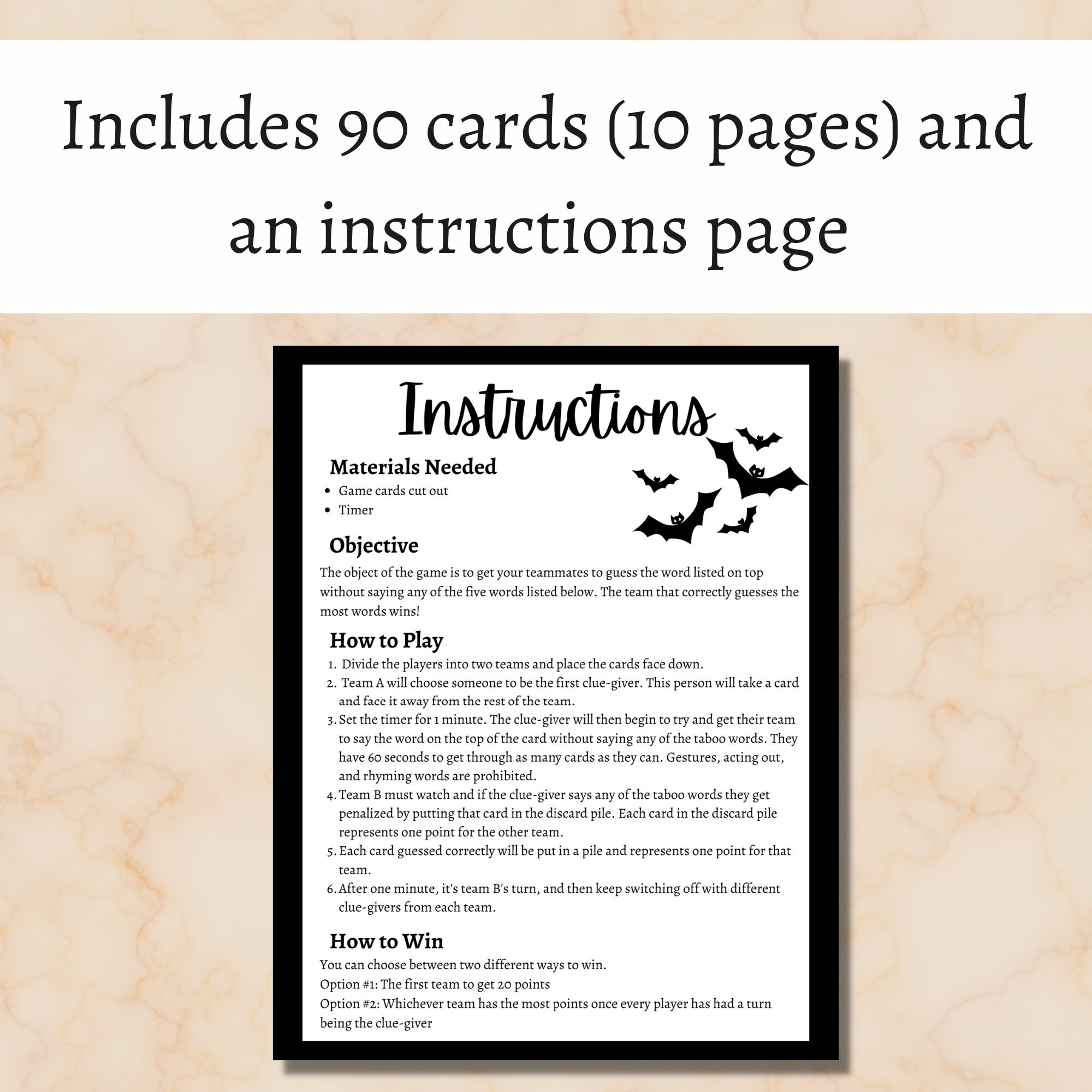 Halloween Taboo Game, Printable Halloween Party Game, October Family ...