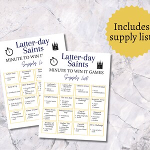 Latter Day Saints Minute to Win It, LDS Games, LDS Printables, LDS ...