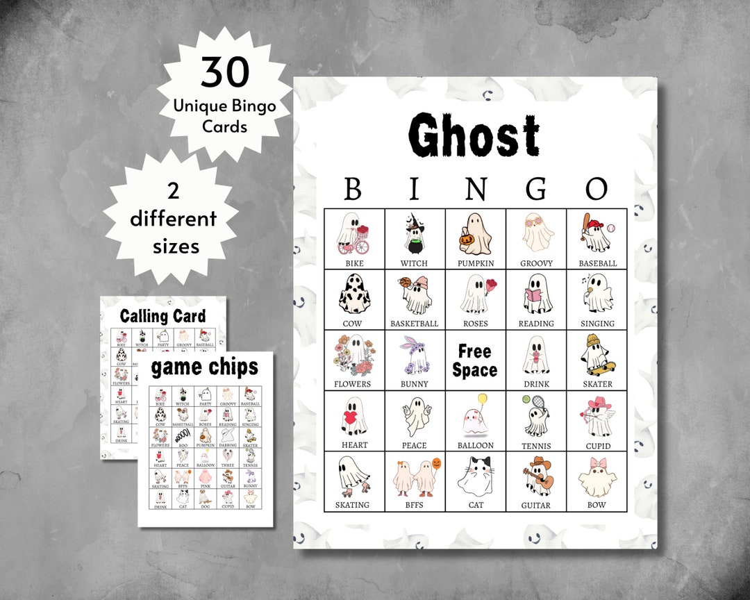 Ghost Bingo Cards, Halloween Party Game for Kids, Teens, and Adults ...
