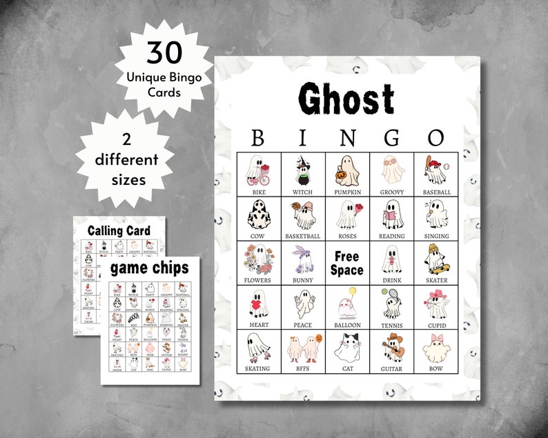 Ghost Bingo Cards, Halloween Party Game for Kids, Teens, and Adults ...