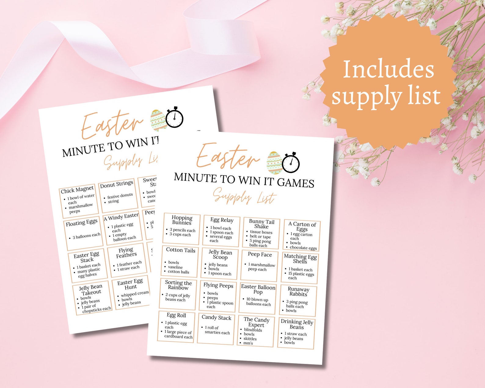 Easter Minute to Win It Bundle, Printable Easter Party Game for Kids ...