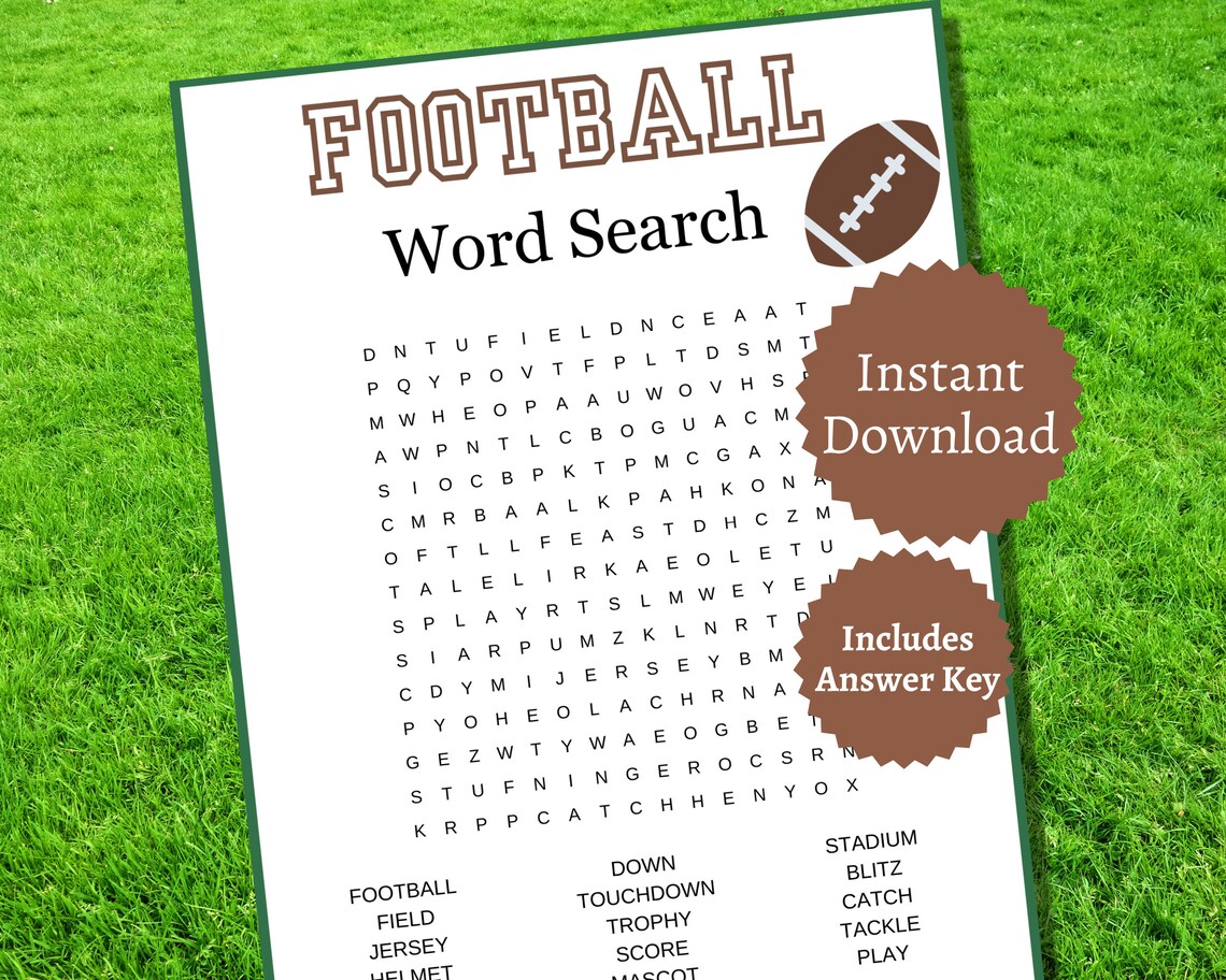 Football Word Search, Football Party Game, Printable Football Games - Etsy