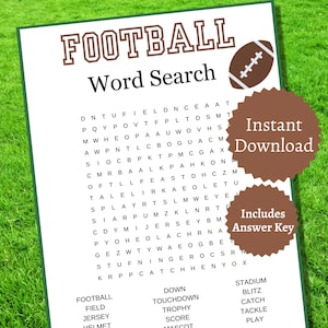 Football Word Search Page, Printable American Football Party Game for ...