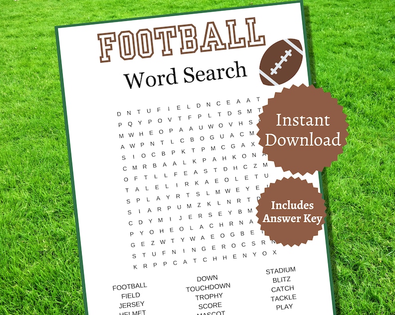 Football Word Search, Football Party Game, Printable Football Games - Etsy