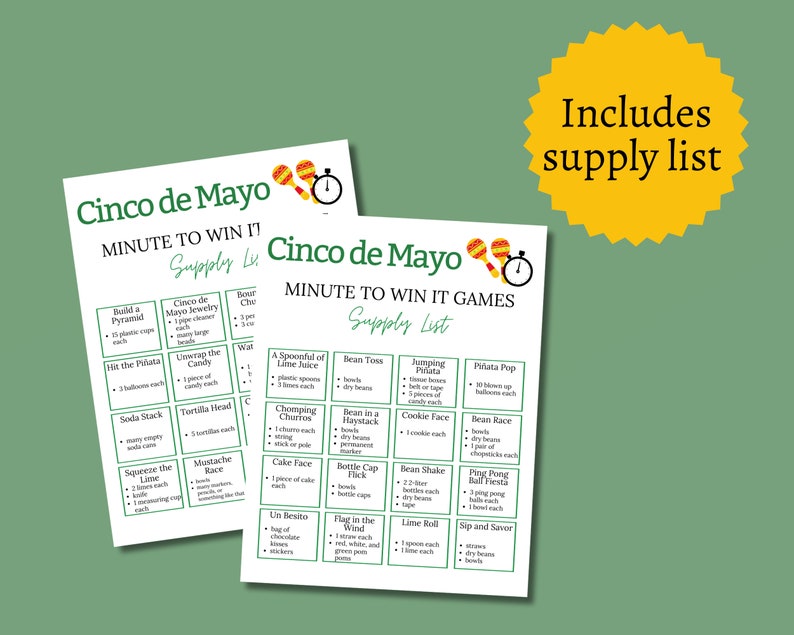 Cinco De Mayo Minute to Win It, Printable May 5th Party Games for Kids ...