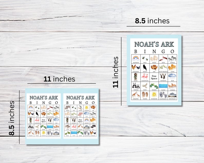 Noah's Ark Bingo Cards, Bible Stories Party Game for Kids, Teens, and ...