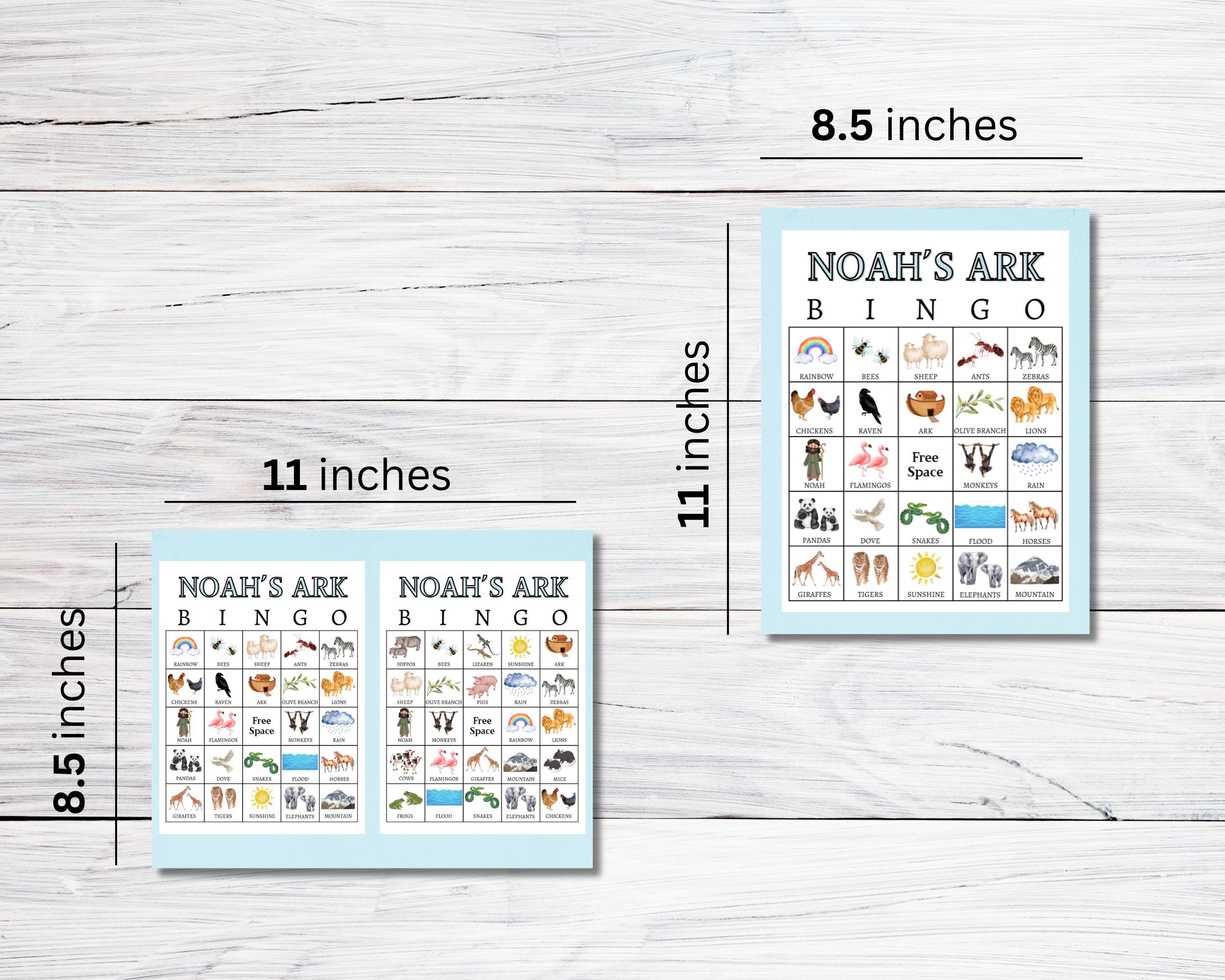 Noah's Ark Bingo Cards, Bible Stories Party Game for Kids, Teens, and ...