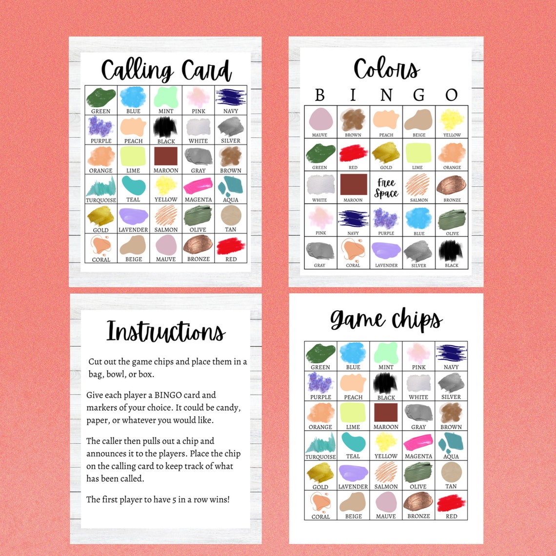 Color Bingo Cards, Colors Learning Game for Kids, Learning Colors - Etsy