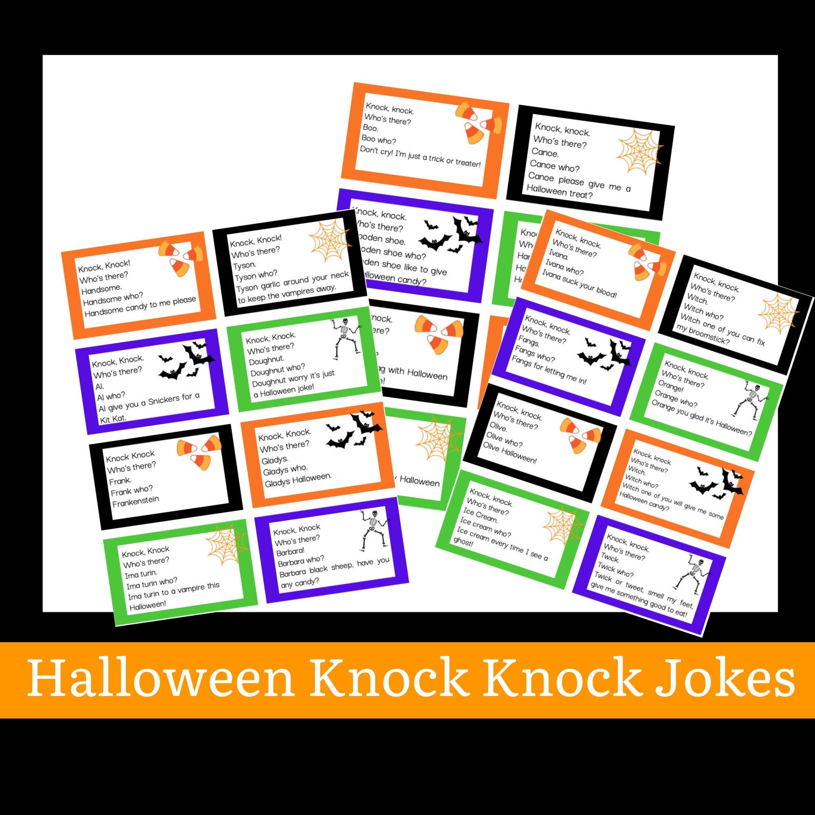 Halloween Knock Knock Joke Cards, Printable Halloween Activity for Kids ...