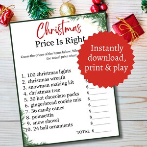 Christmas Price is Right Game, Printable Holiday Activity Page ...