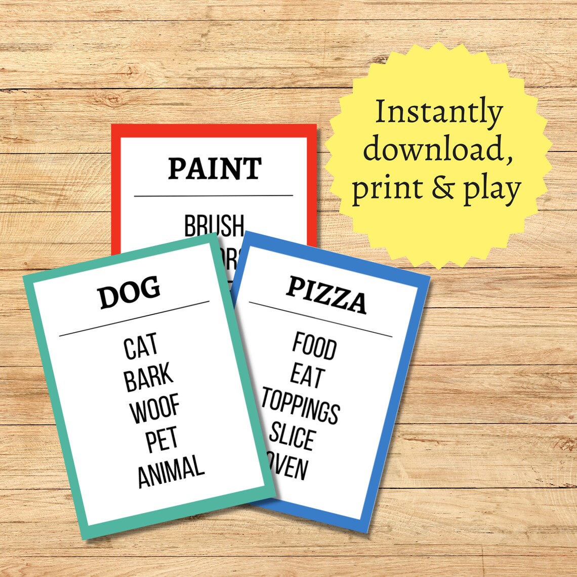 Kids Taboo Game, Printable Family Card Game, Simple and Fun Activity ...