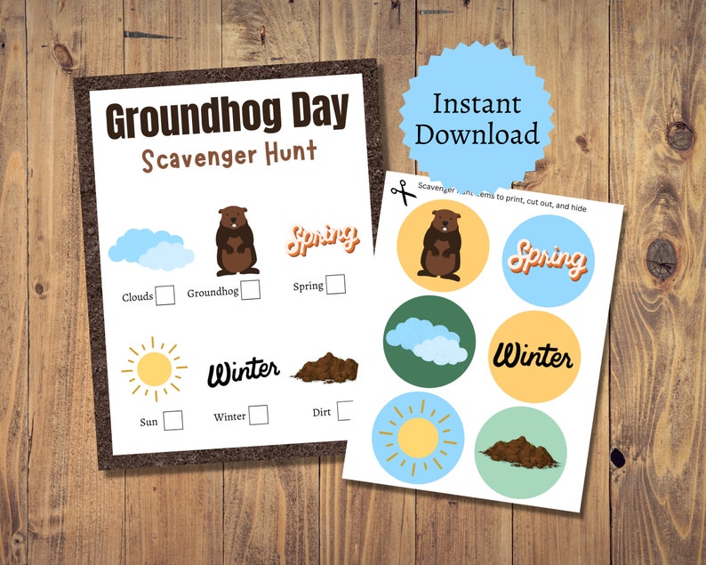 Groundhog Day Scavenger Hunt for Kids, Printable Groundhog Game for ...