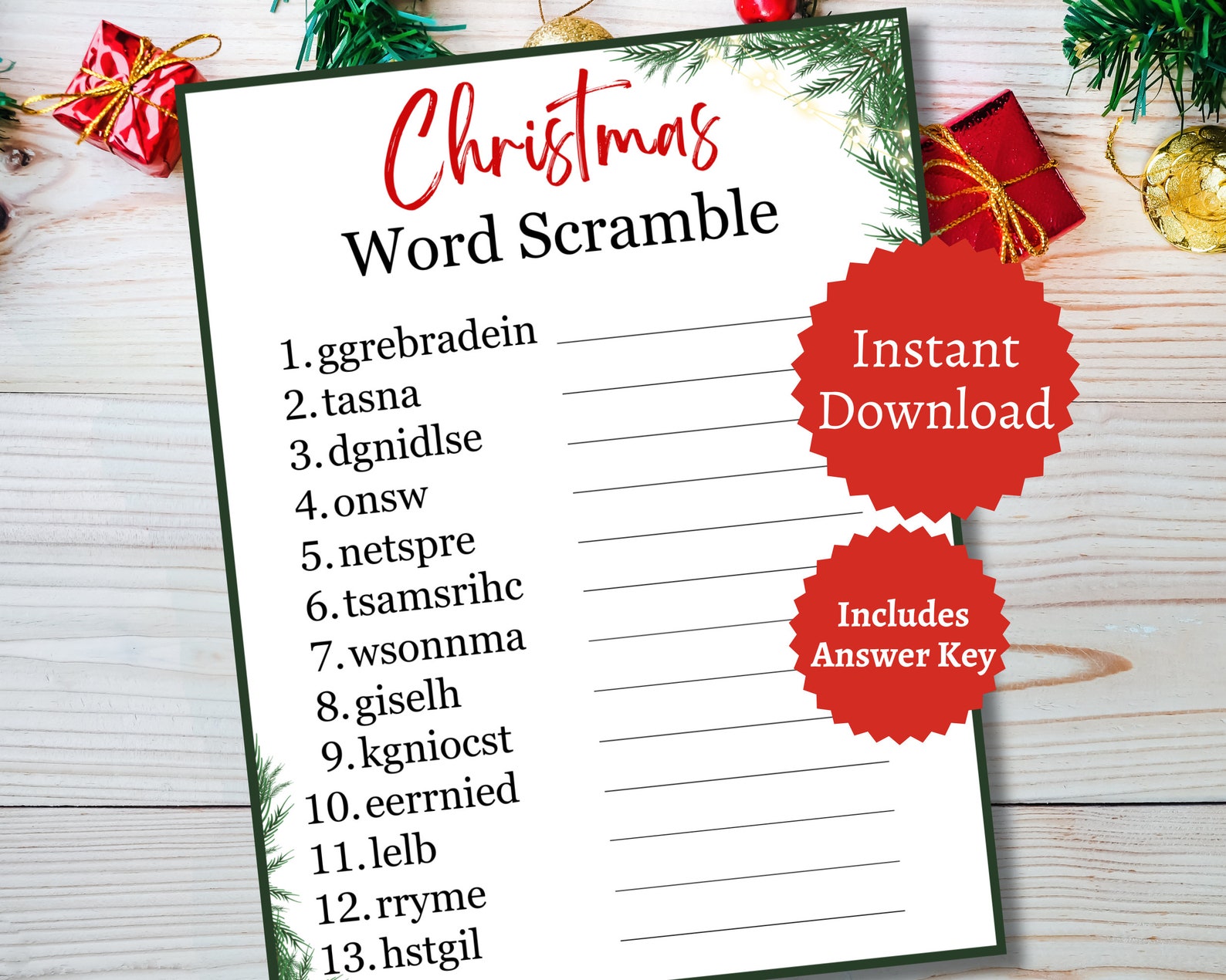 Christmas Word Scramble Game, Christmas Party Game Printable, Family ...