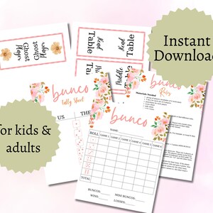 Spring Bunco Cards, Printable Floral Bunco Sheets, Includes Score Cards ...