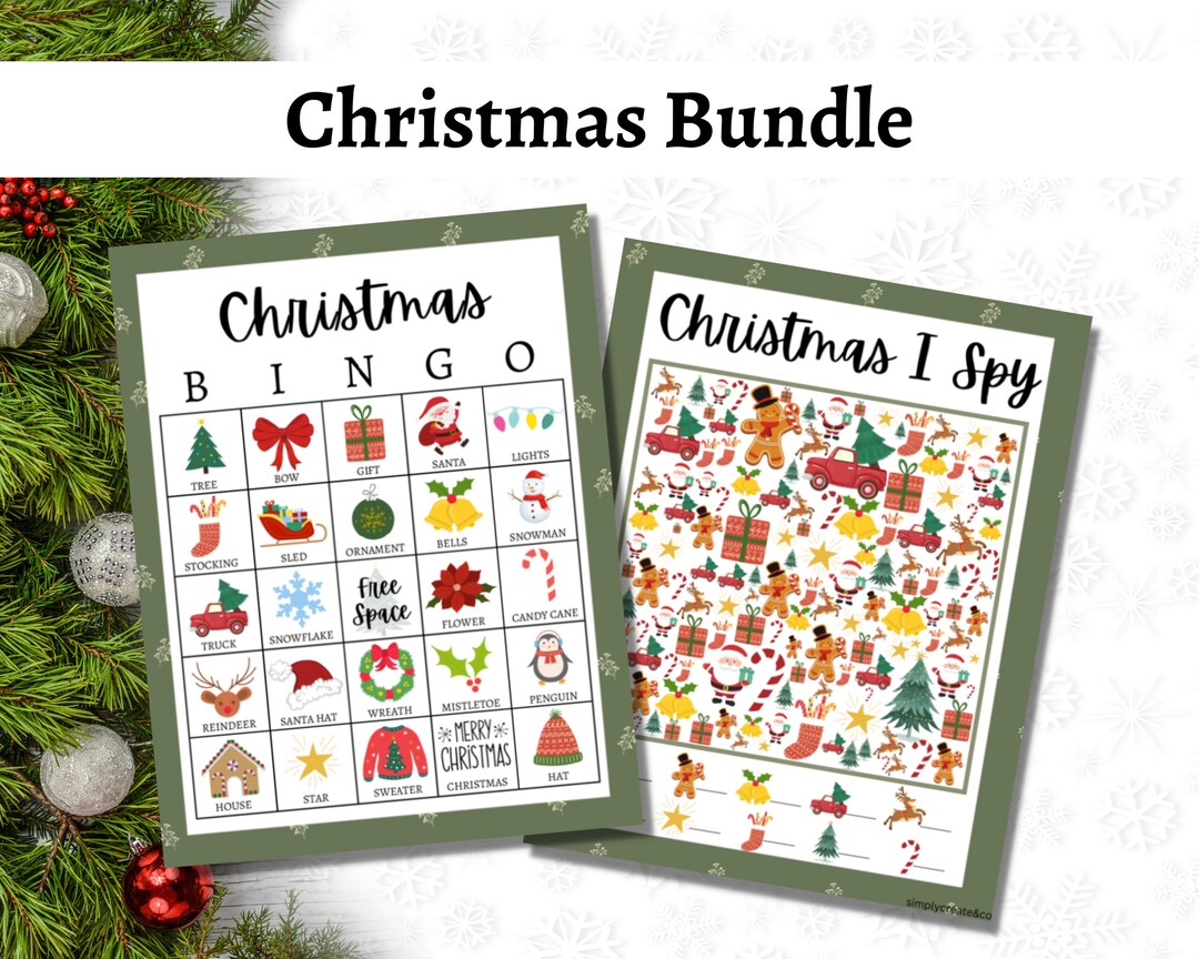 Christmas Games Bundle, Printable Holiday Bingo and I Spy Pages for ...