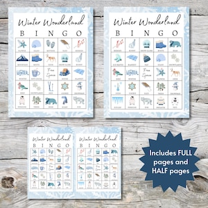 Winter Wonderland Bingo Cards, Printable Holiday Party Game for Kids ...