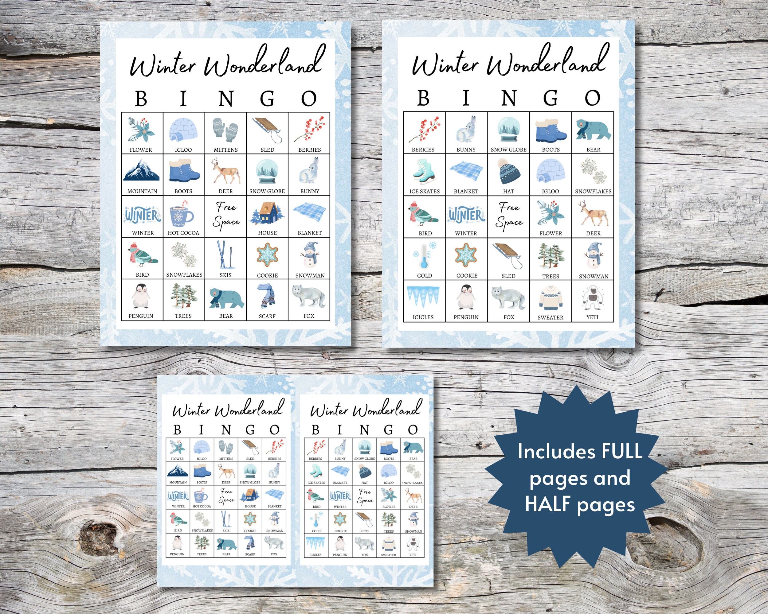 Winter Wonderland Bingo Cards, Printable Holiday Party Game for Kids ...
