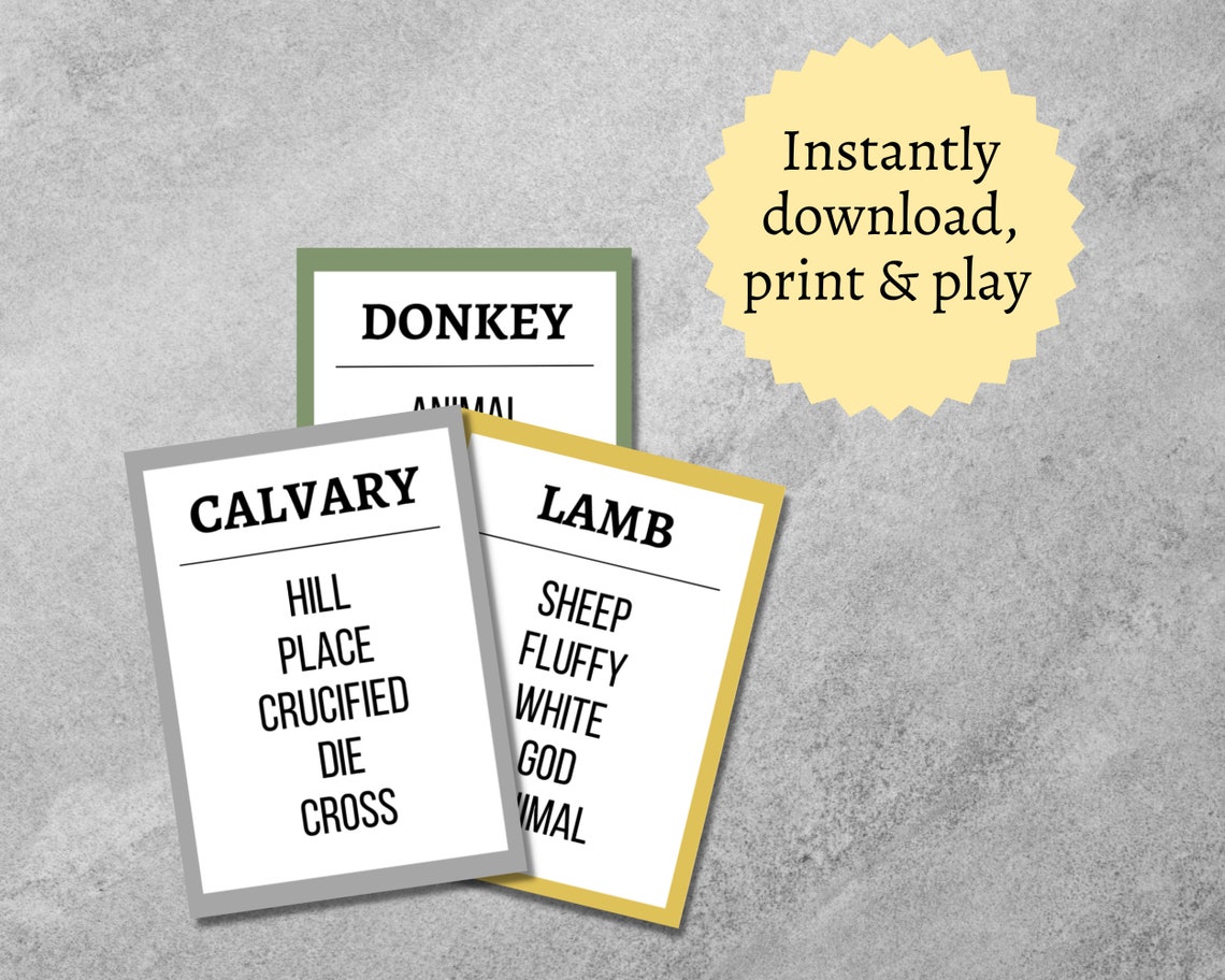 Resurrection Taboo Game, Printable Easter Activity, Bible Games for ...