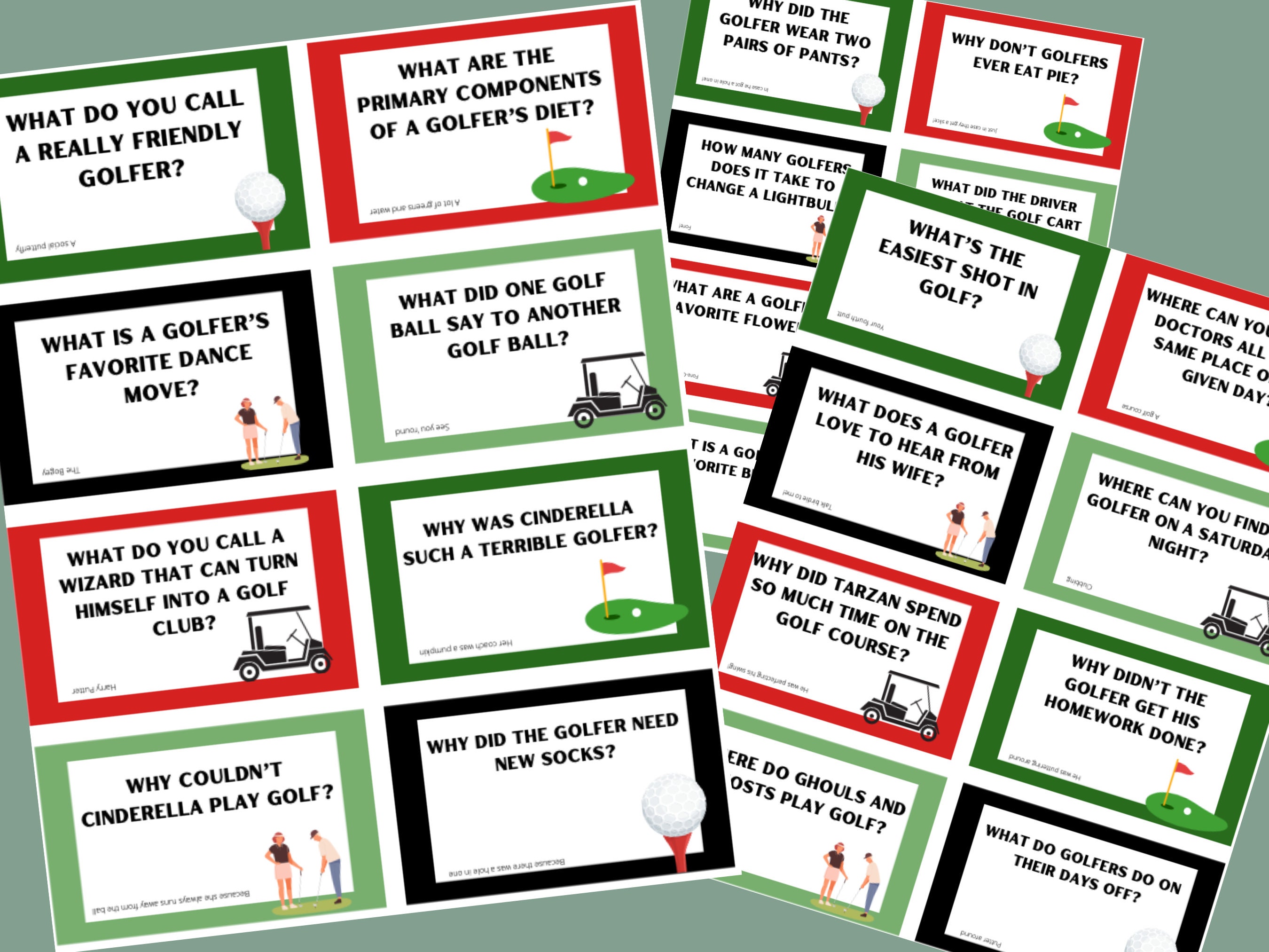Golf Joke Cards, Printable Golfing Party Game for Kids, Teens, and ...