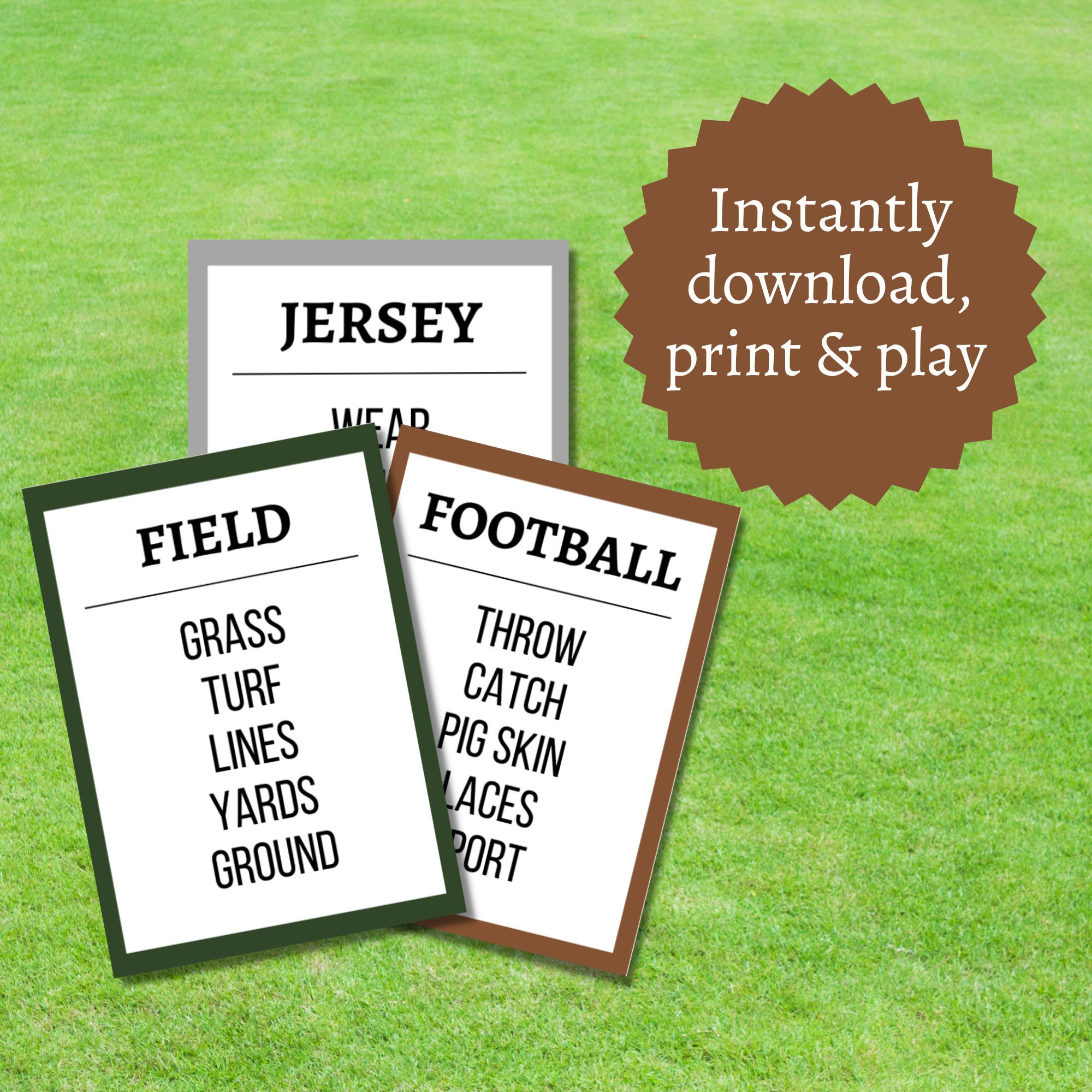 Football Taboo Card Game, Printable American Football Party Game for ...
